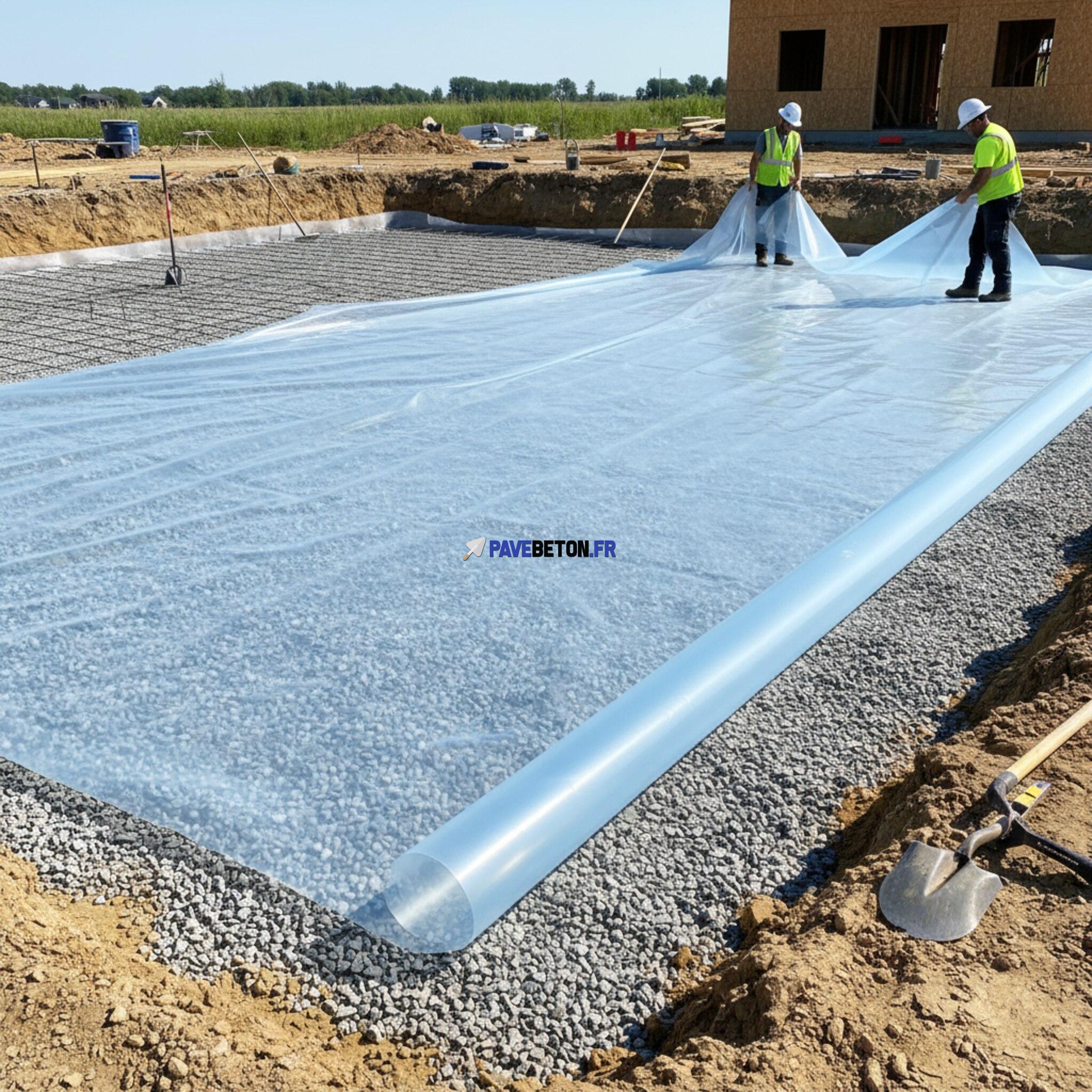 Comment installer un film polyane sous une dalle en béton? - PaveBéton