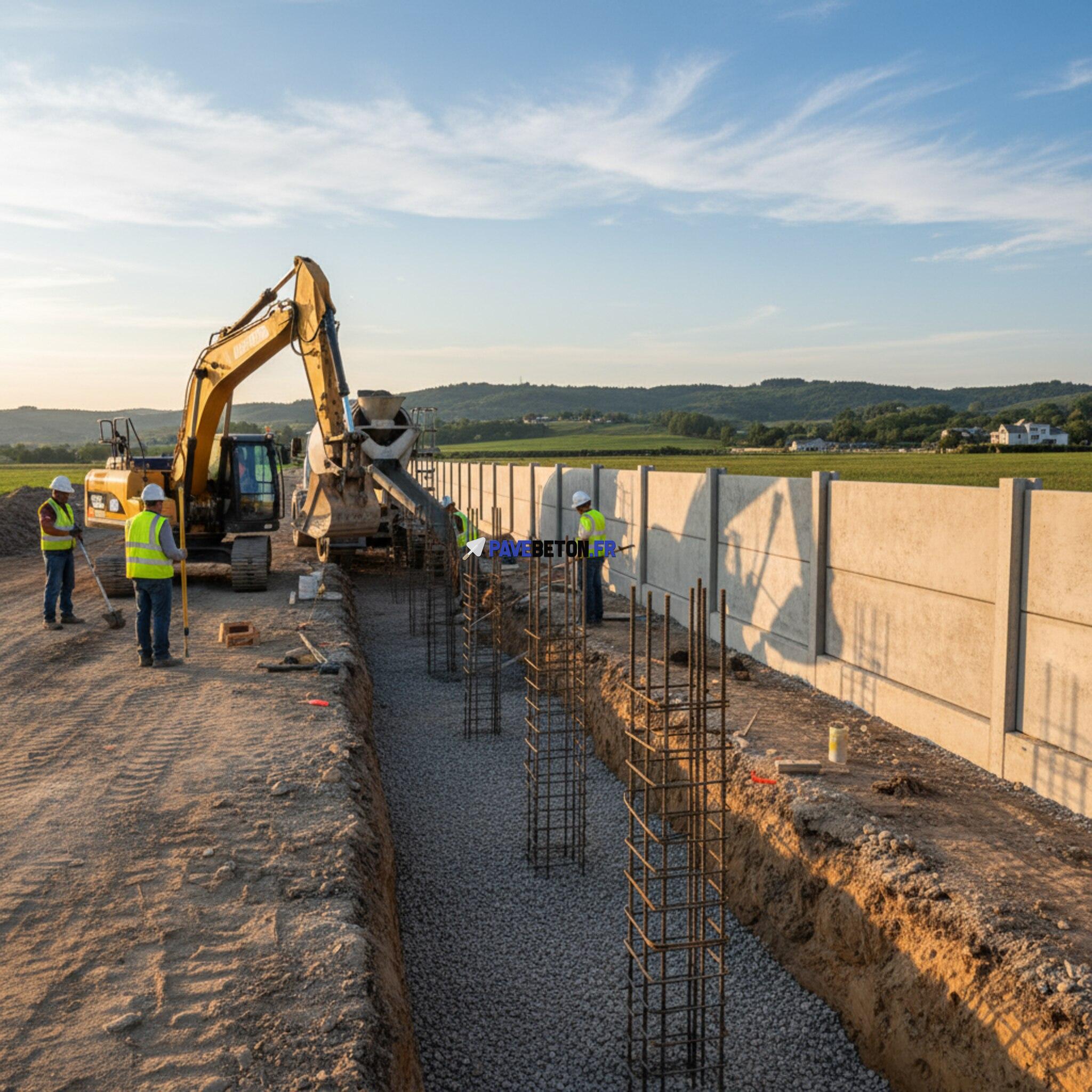 Comment installer une fondation pour un mur de clôture en béton ...